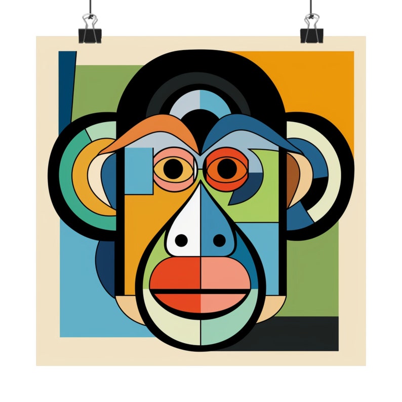 Abstract Monkey Head II poster Ai-generated, Cubism, Geometric Abstract ...