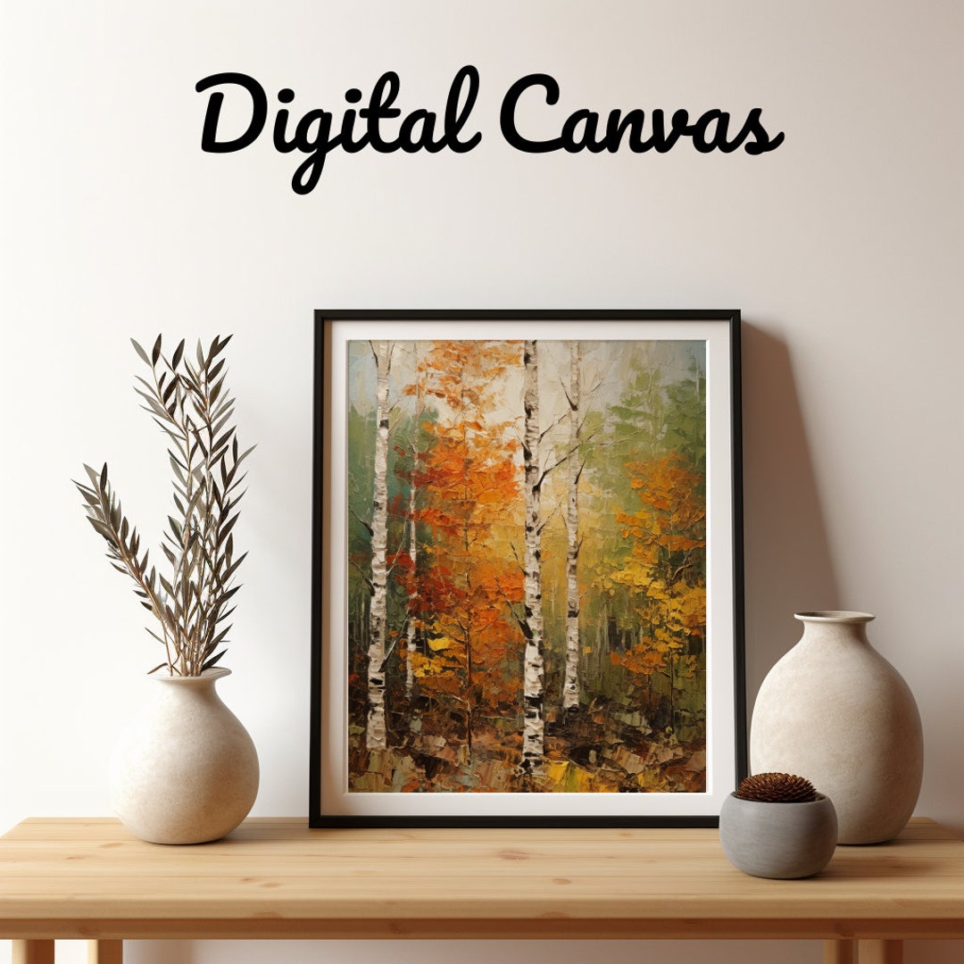 Printable Fall Aspen Trees II Landscape Oil Painting Art, Wall Art Fall ...