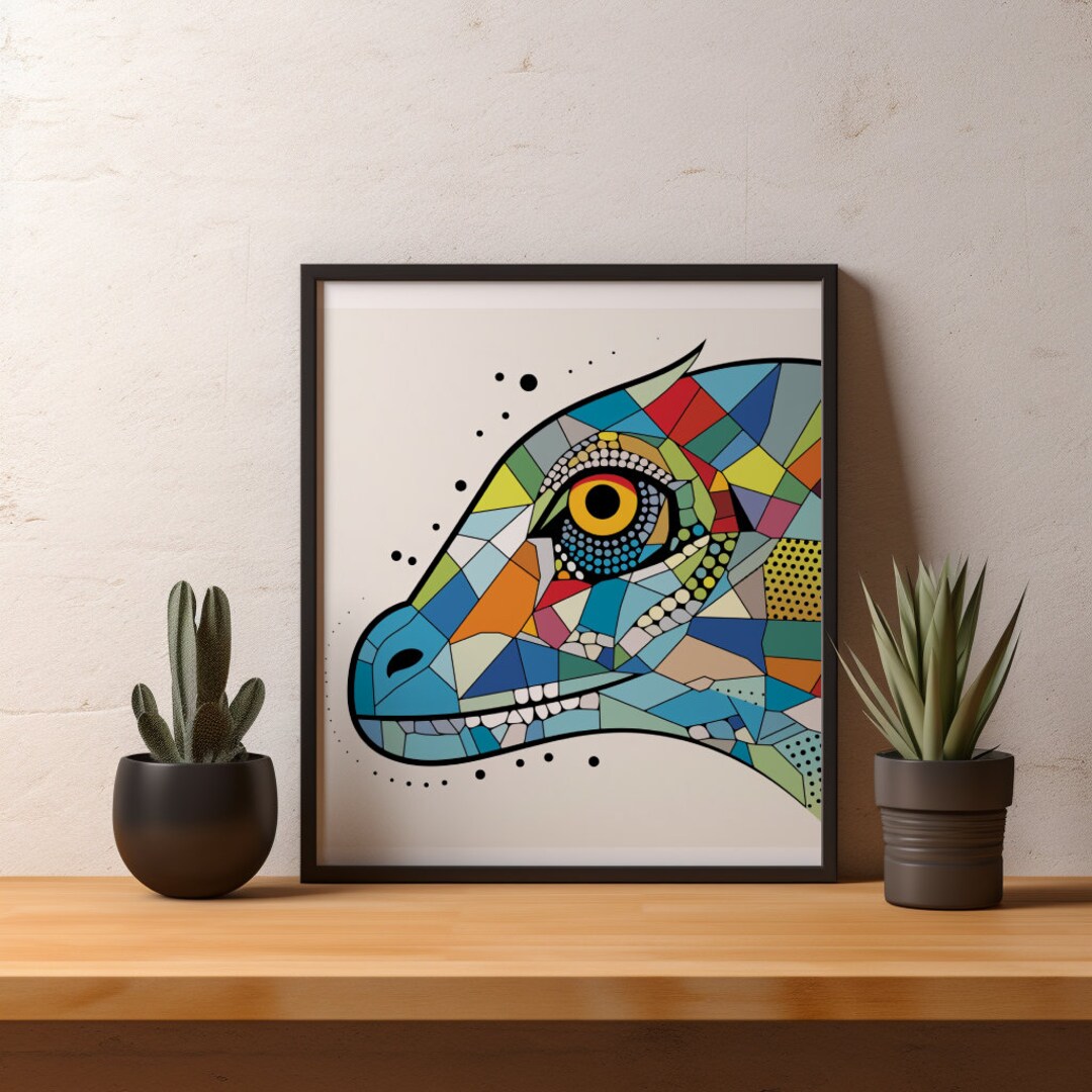 Abstract Lizard Head II poster Ai-generated, Cubism, Geometric Abstract ...