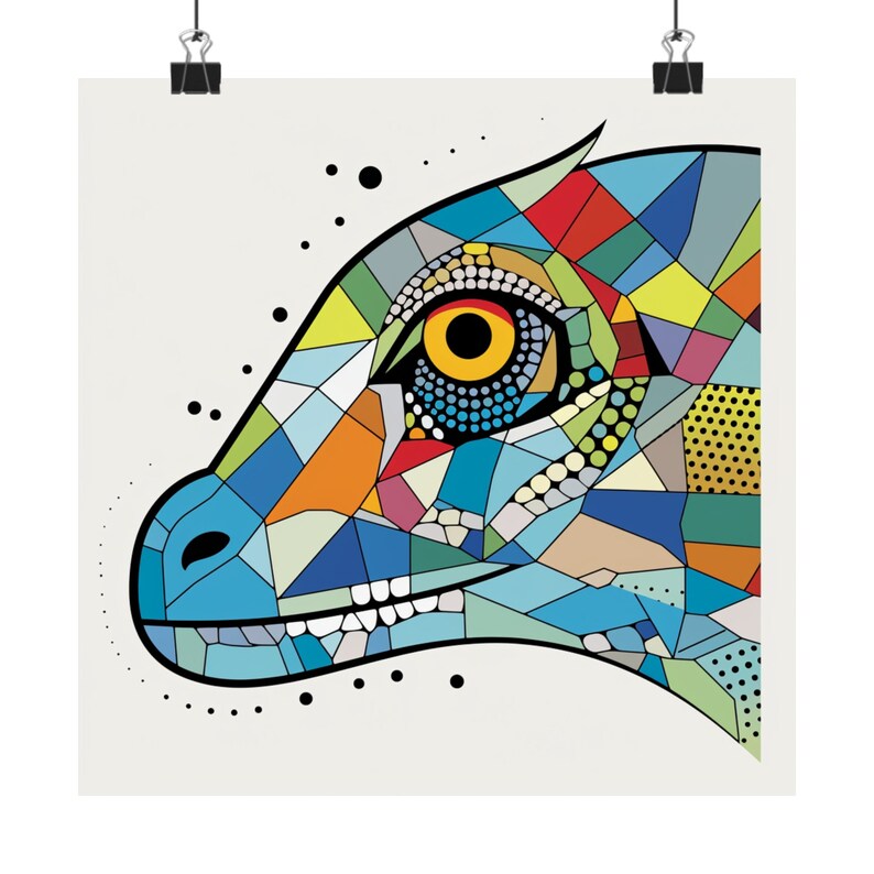 Abstract Lizard Head II poster Ai-generated, Cubism, Geometric Abstract ...