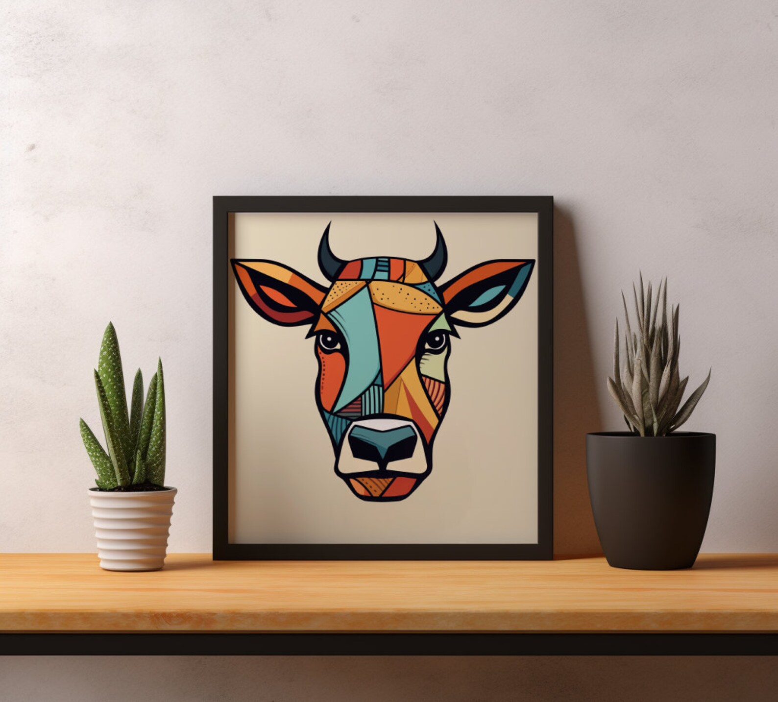 Abstract Cow Head II digital Download Ai-generated, Cubism, Geometric ...