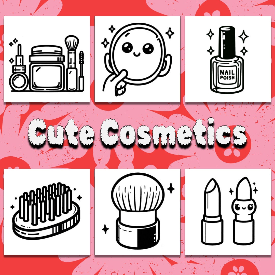 Cute Cosmetics | Kids Coloring Book Pages | by Digital Canvas CR8 - Etsy