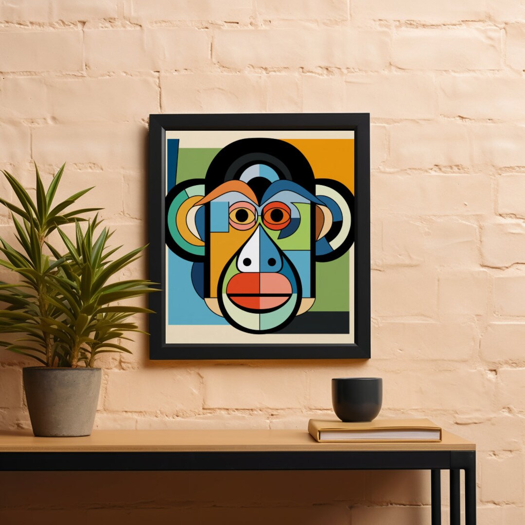 Abstract Monkey Head II poster Ai-generated, Cubism, Geometric Abstract ...