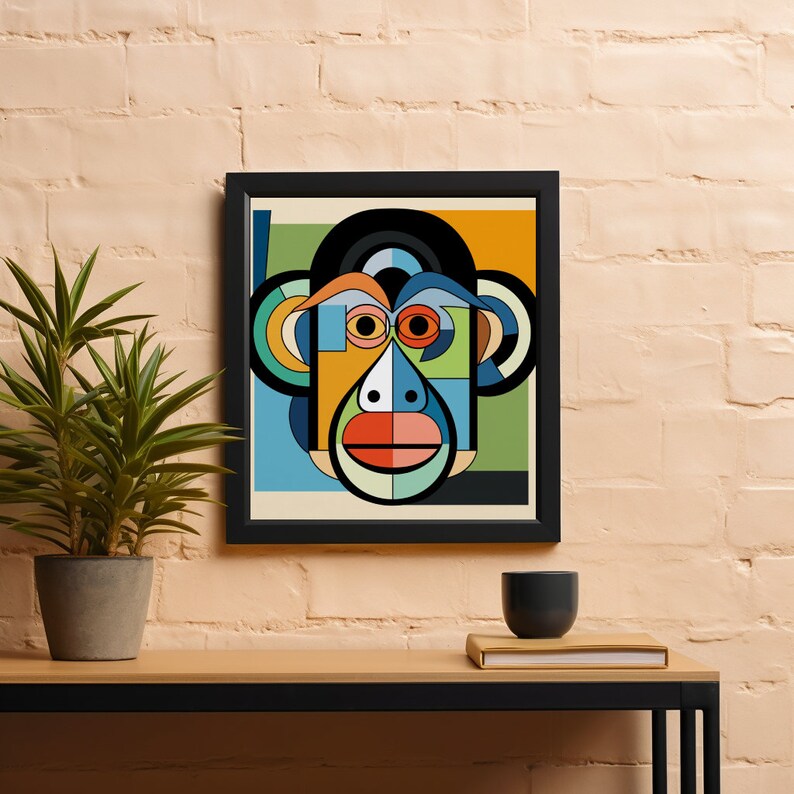 Abstract Monkey Head II poster Ai-generated, Cubism, Geometric Abstract ...
