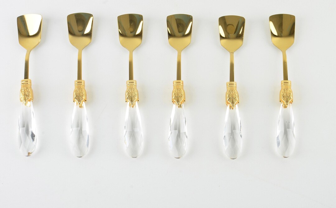 Gold Kitchen Decor and Honey Spoon, Set of 6 New Home Gift Ice Cream ...