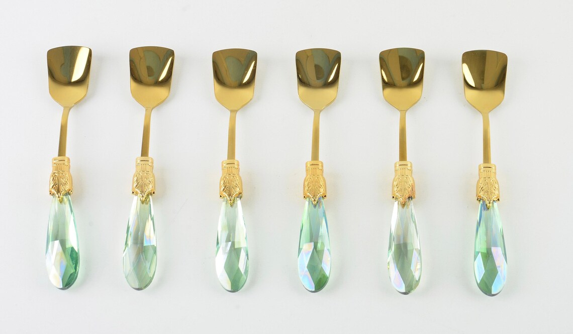 Gold Kitchen Decor and Honey Spoon, Set of 6 New Home Gift Ice Cream ...