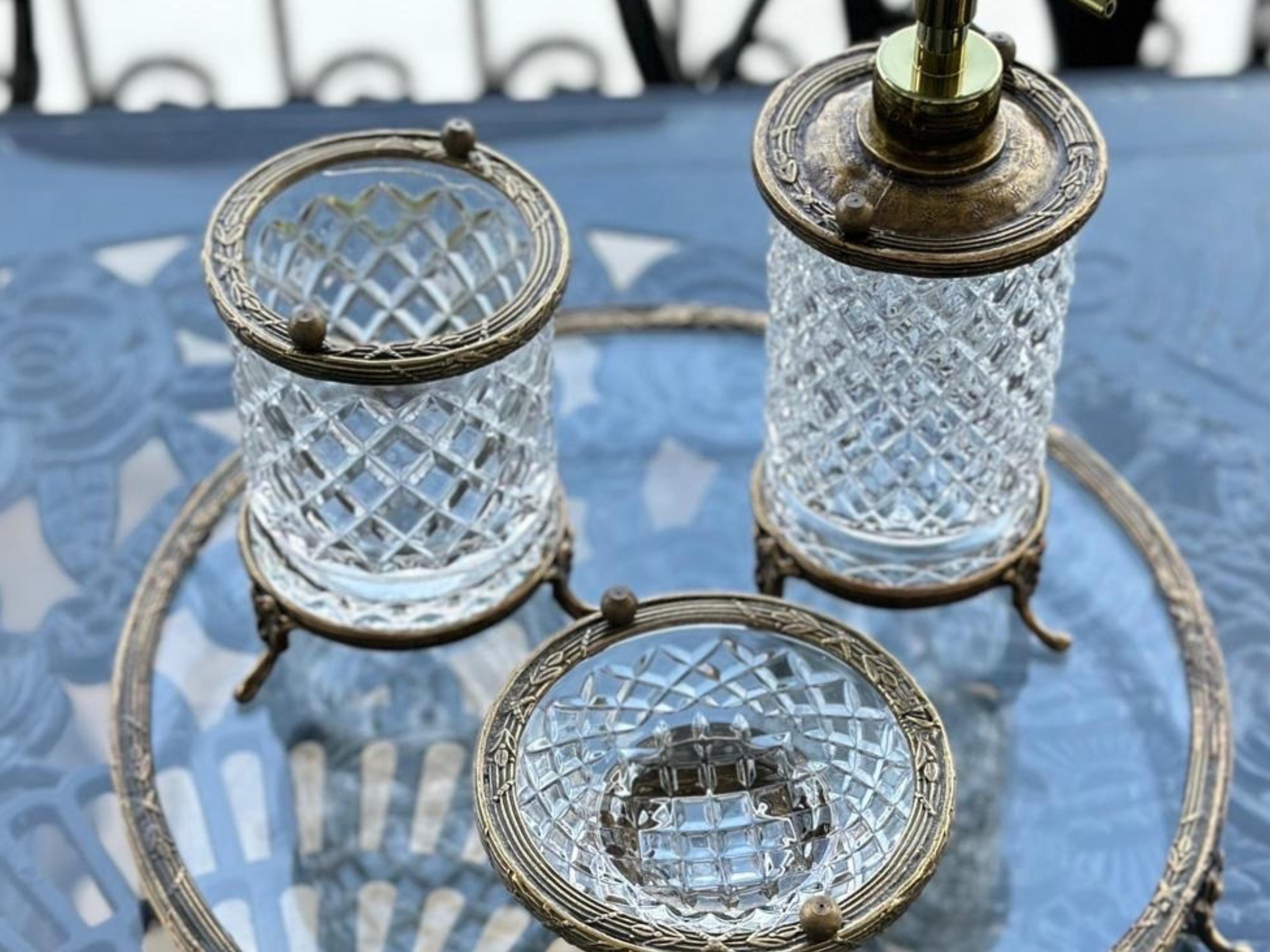 Luxury 4-piece Bathroom Set With Crystal Glass – Gold, Silver, antique ...