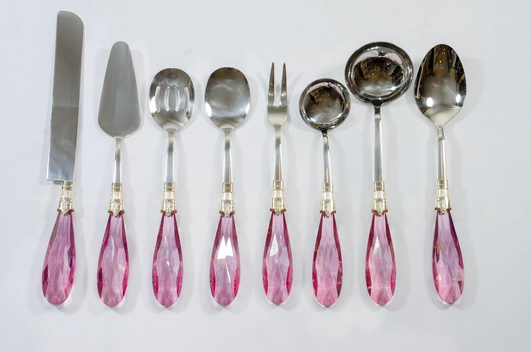 Premium Kitchen Utensils Set 8 Piece Serving Spoon Set Silver Color ...