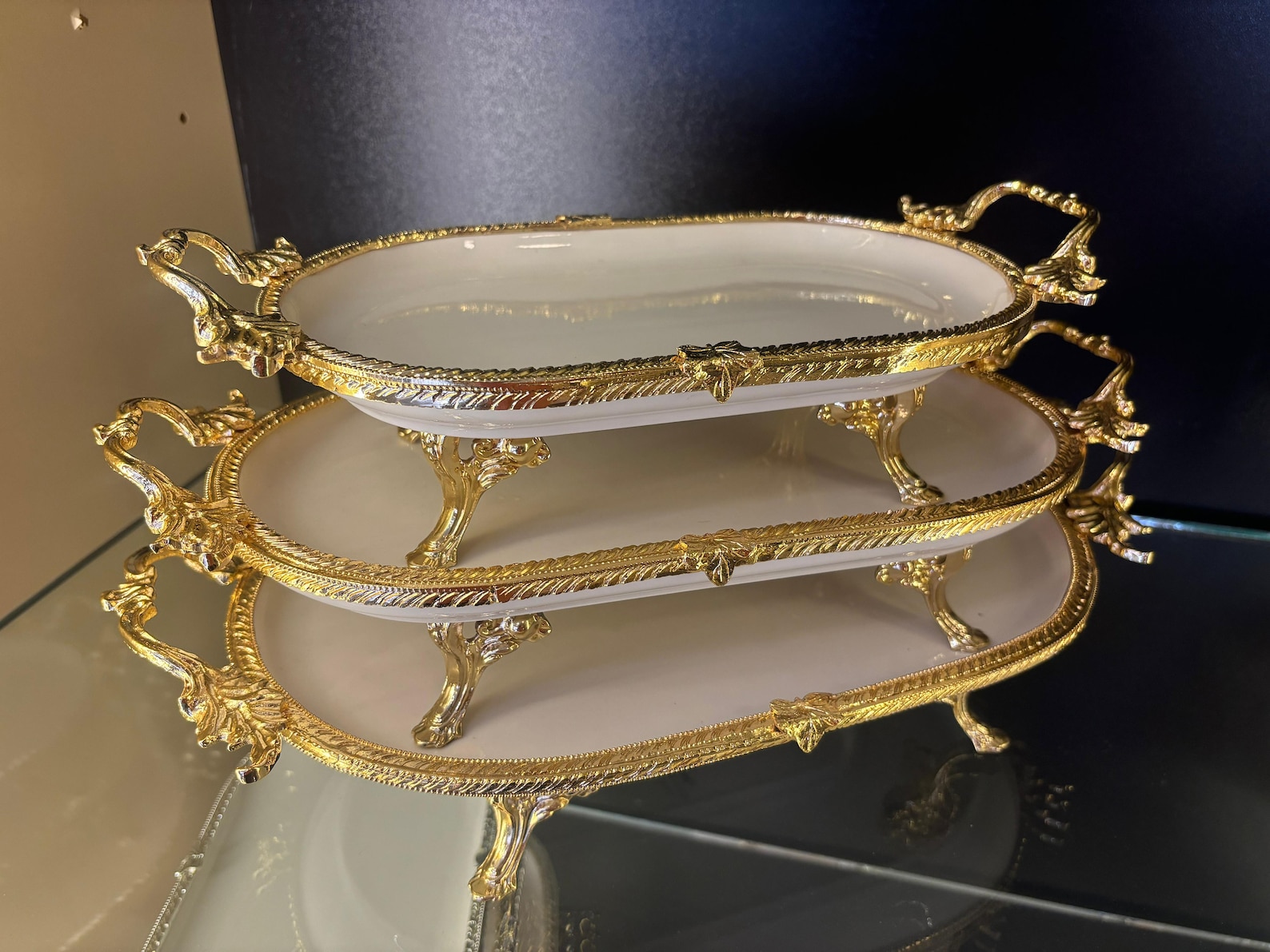 Ceramic Trays and Presentation Plates for Gold Kitchen Decor - Etsy