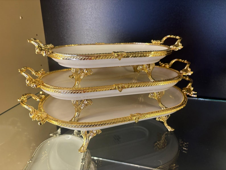 Ceramic Trays and Presentation Plates for Gold Kitchen Decor - Etsy