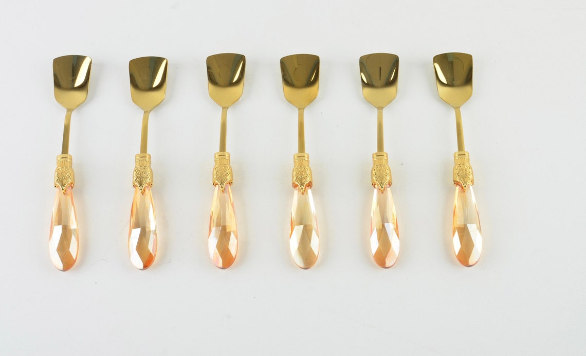 Gold Kitchen Decor and Honey Spoon, Set of 6 New Home Gift Ice Cream ...