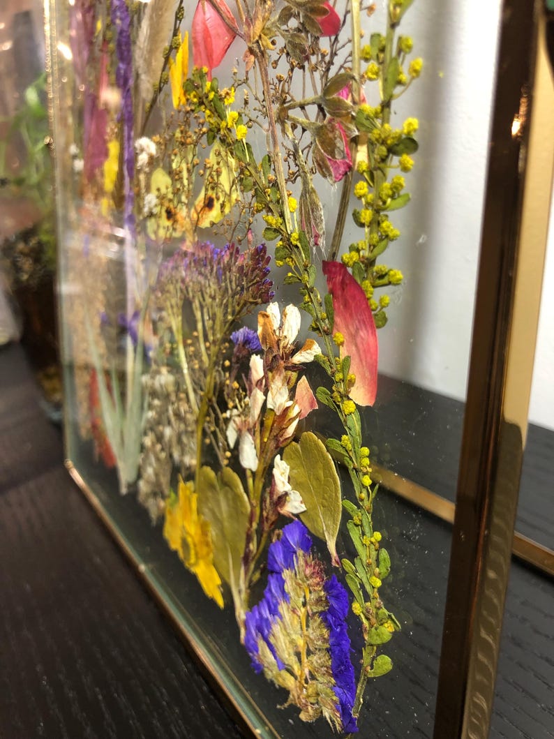 Pressed Flower Frame, Dried Flowers, Real Pressed Flowers Art, Double ...