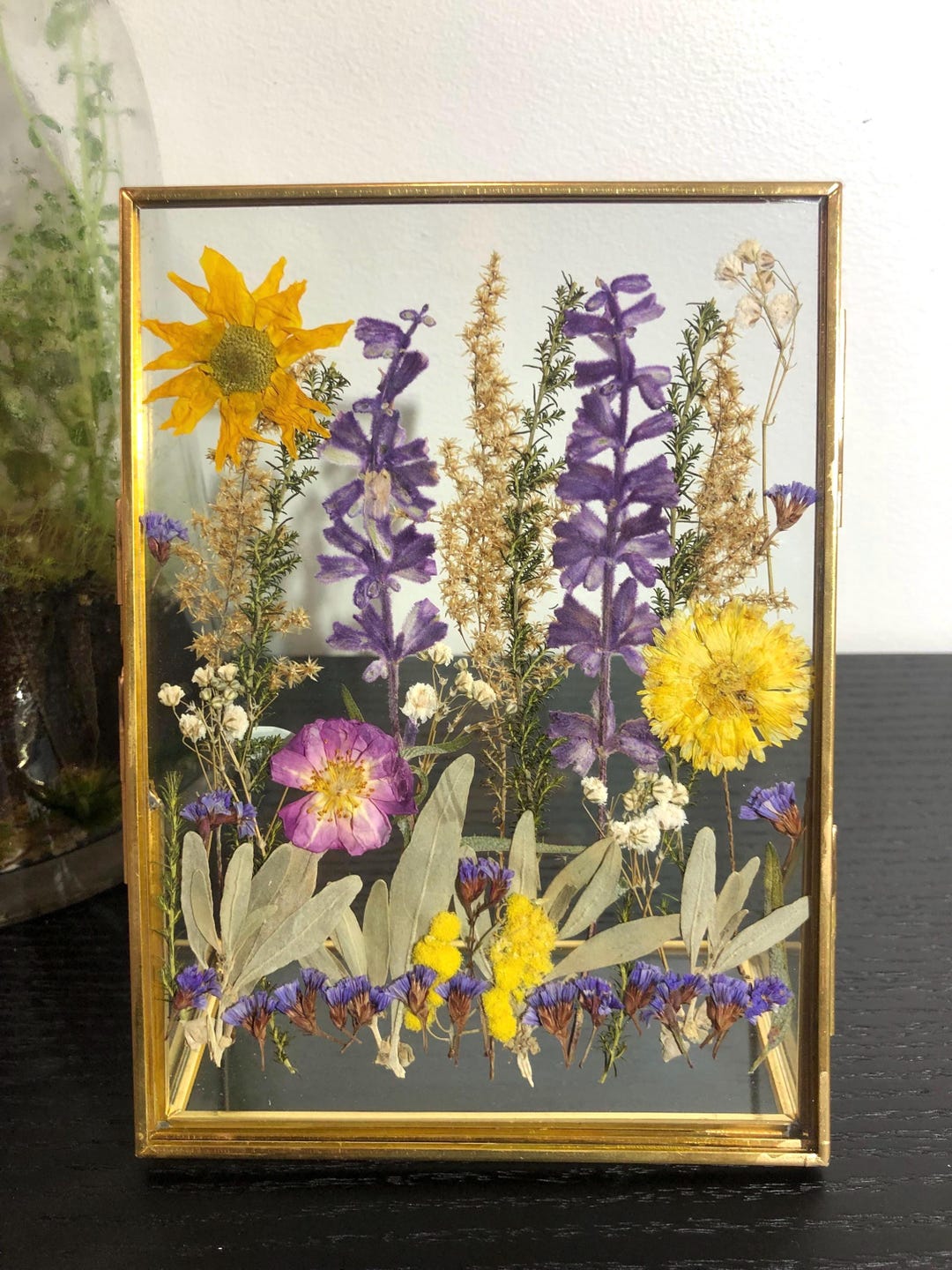 Pressed Flower Frame, Dried Flowers, Real Pressed Flowers Art, Double ...