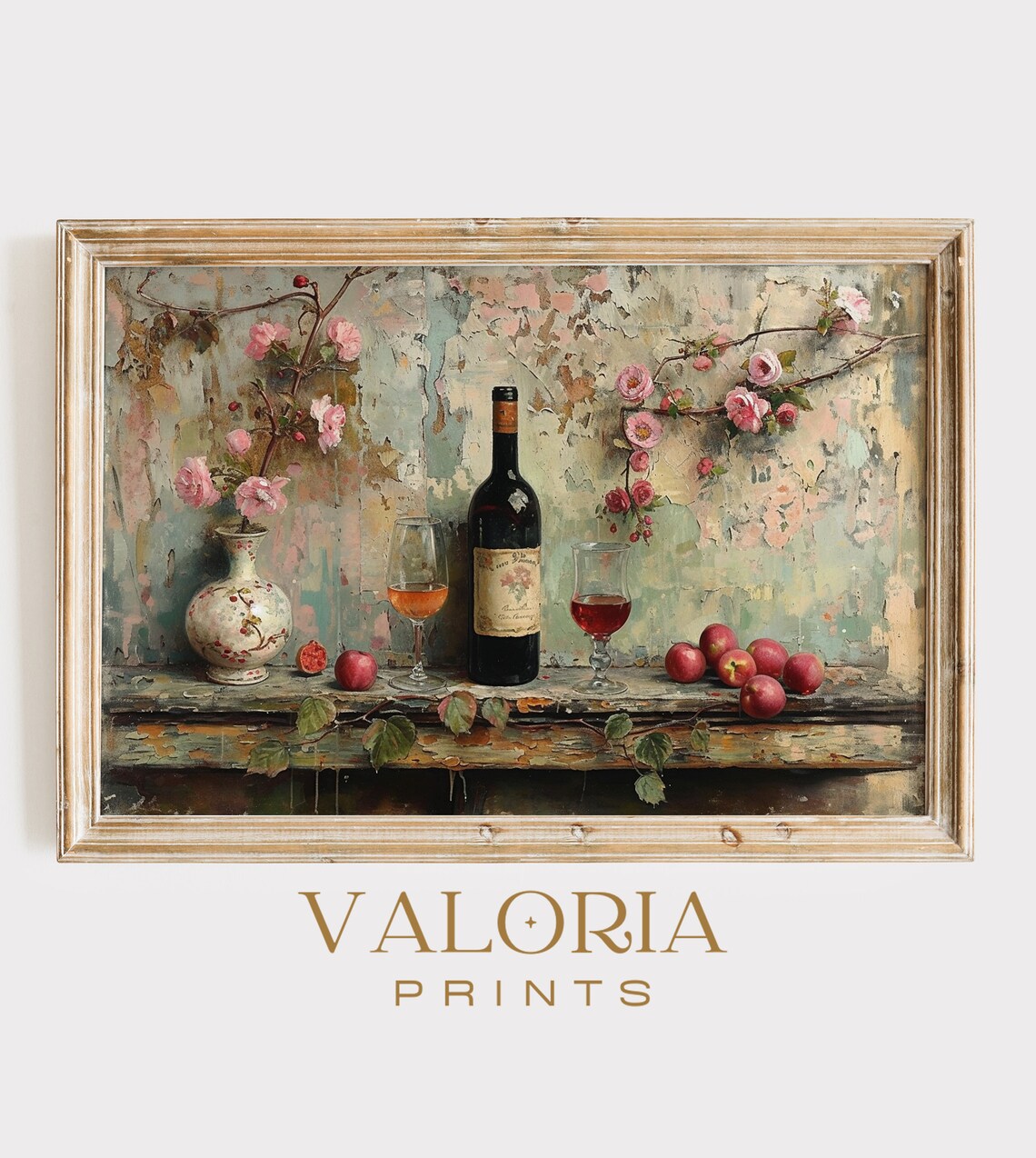 Printable Red Wine Antique Vintage Oil Painting Print, Country ...