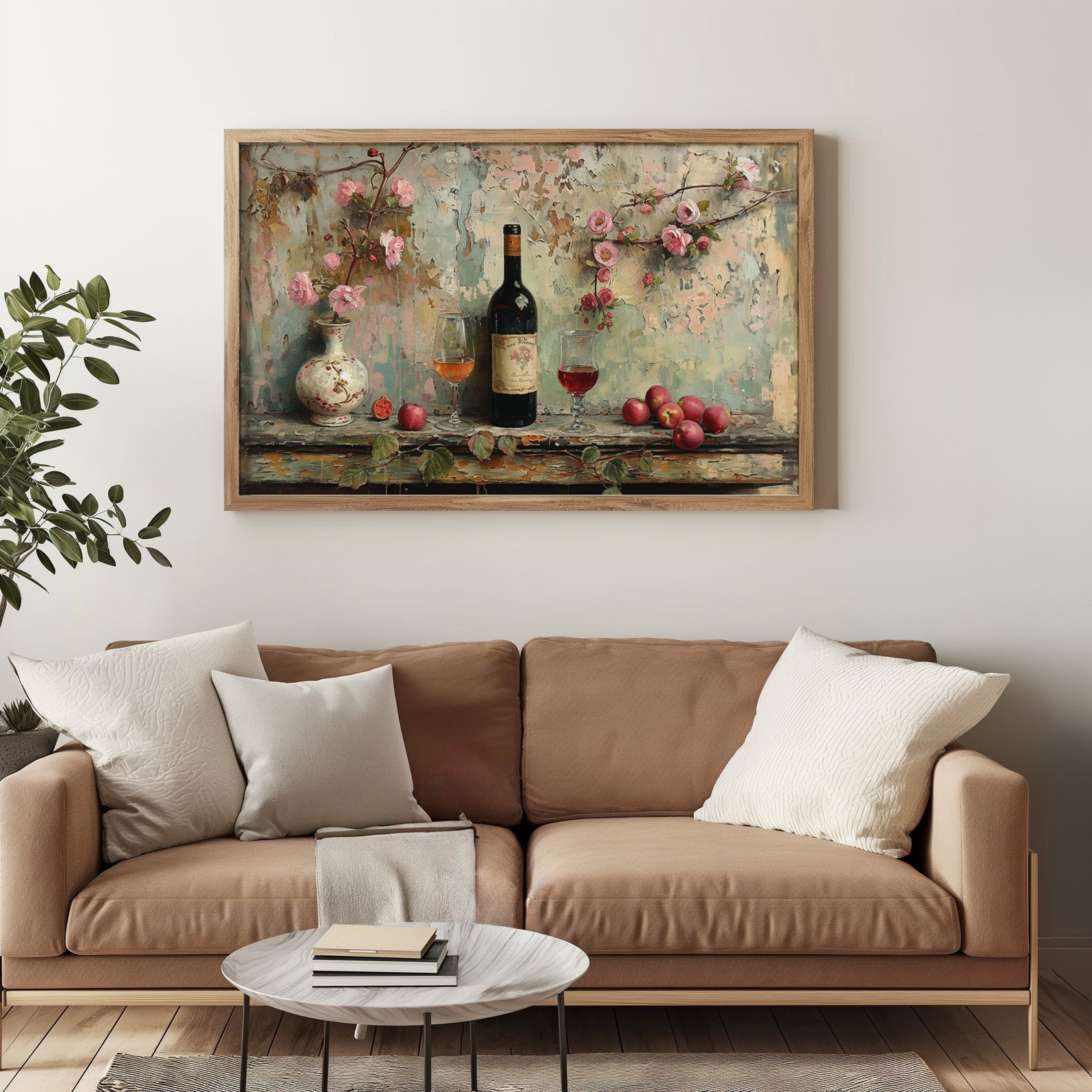 Printable Red Wine Antique Vintage Oil Painting Print, Country ...
