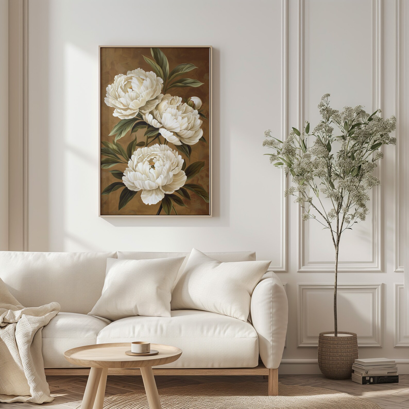 White Flowers Printable Spring Farmhouse Vintage Painting, Country ...