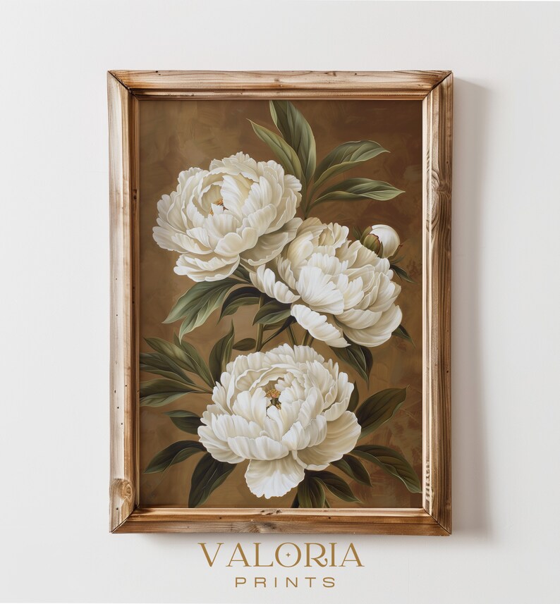 White Flowers Printable Spring Farmhouse Vintage Painting, Country ...