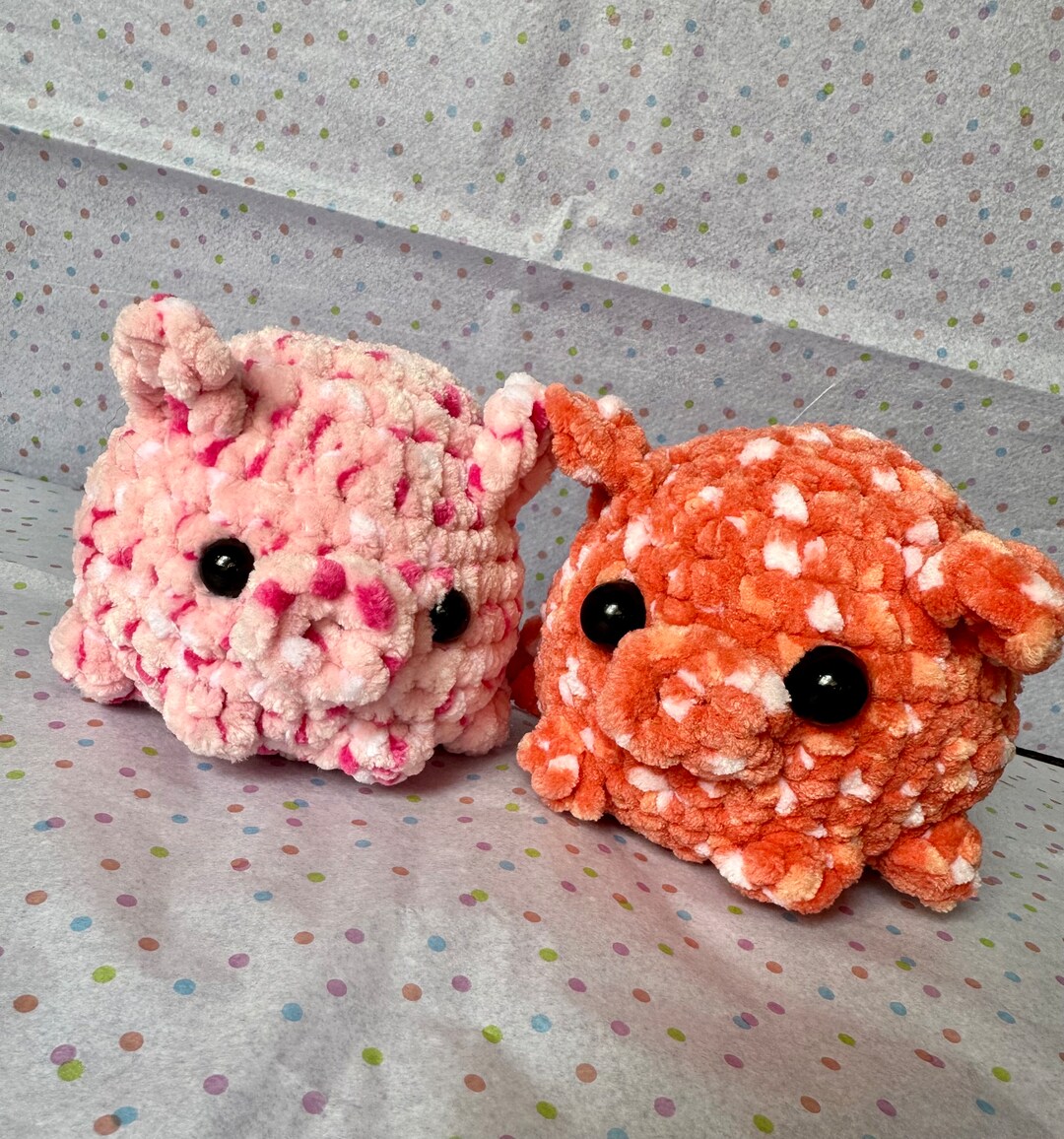 Adorable Crochet Chonky Pig, Pink and Coral, Small for Kids or Adults ...