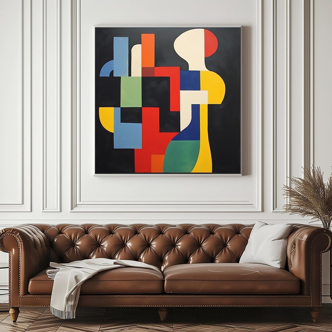 Geometric Abstract Painting on Canvas Wall Art Colorful Painting Modern ...
