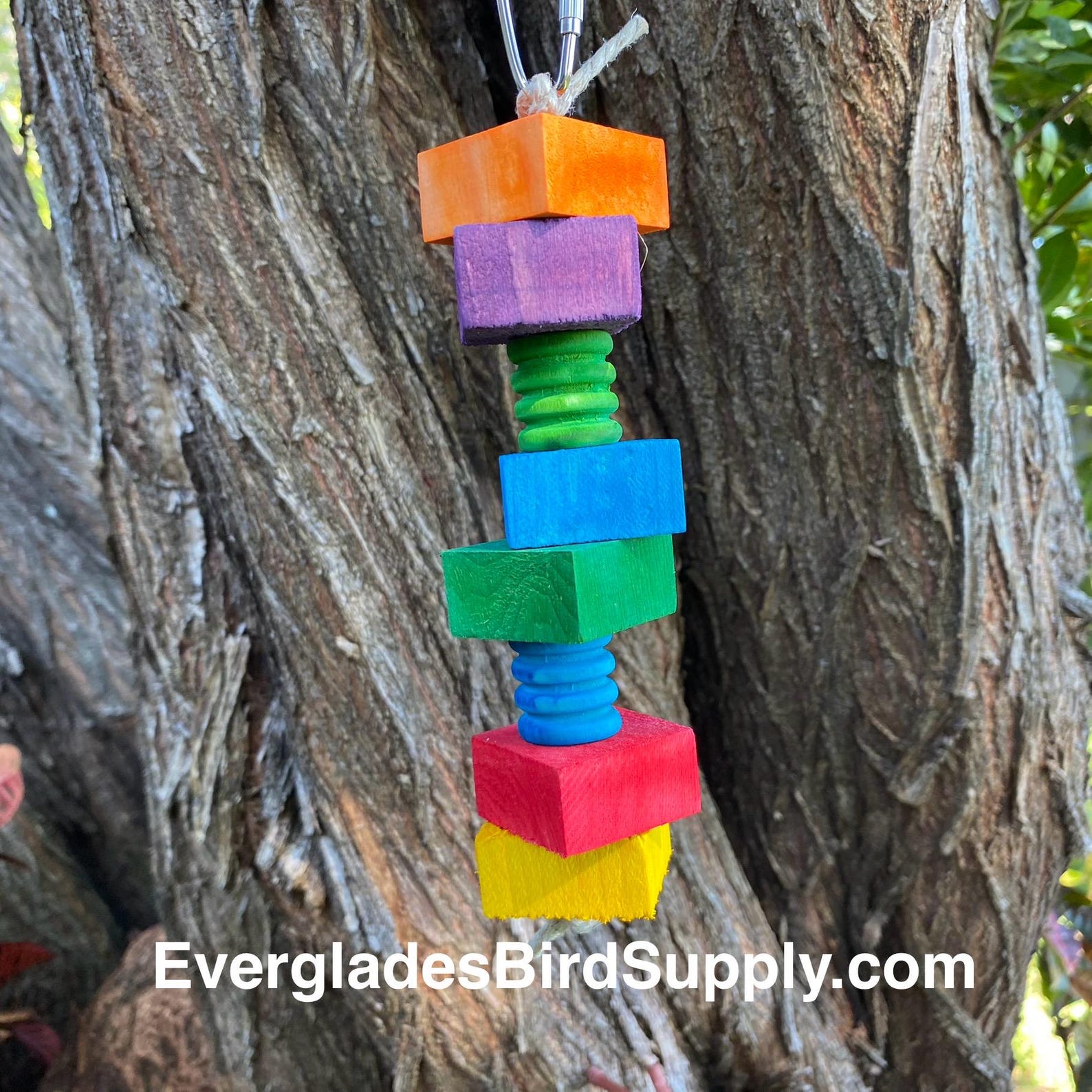 Colorful Natural Pine Wood Blocks Bird Chew Toy - Parrot Toys - Conure ...