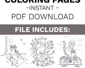 Cute Cat Bookmarks PDF Coloring Page - Etsy