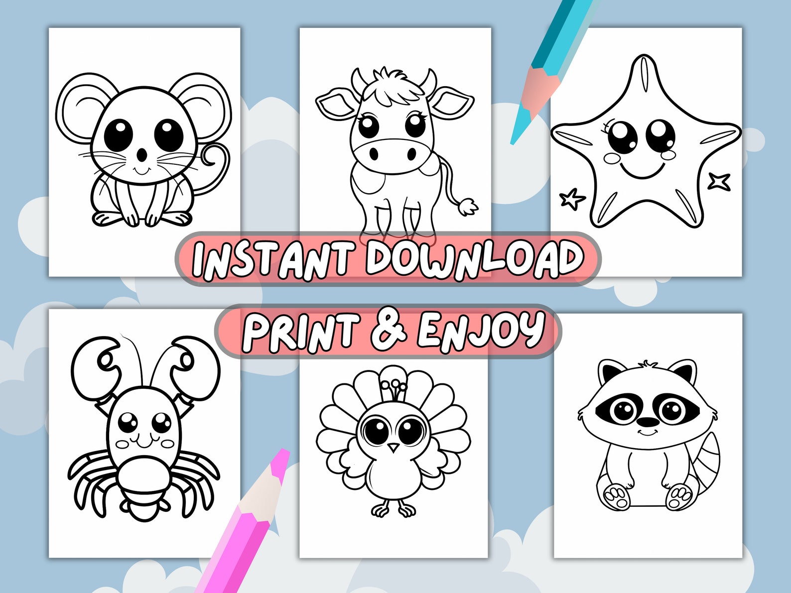 52 Simple Animal Coloring Pages for Kids, Preschool Coloring Pages ...