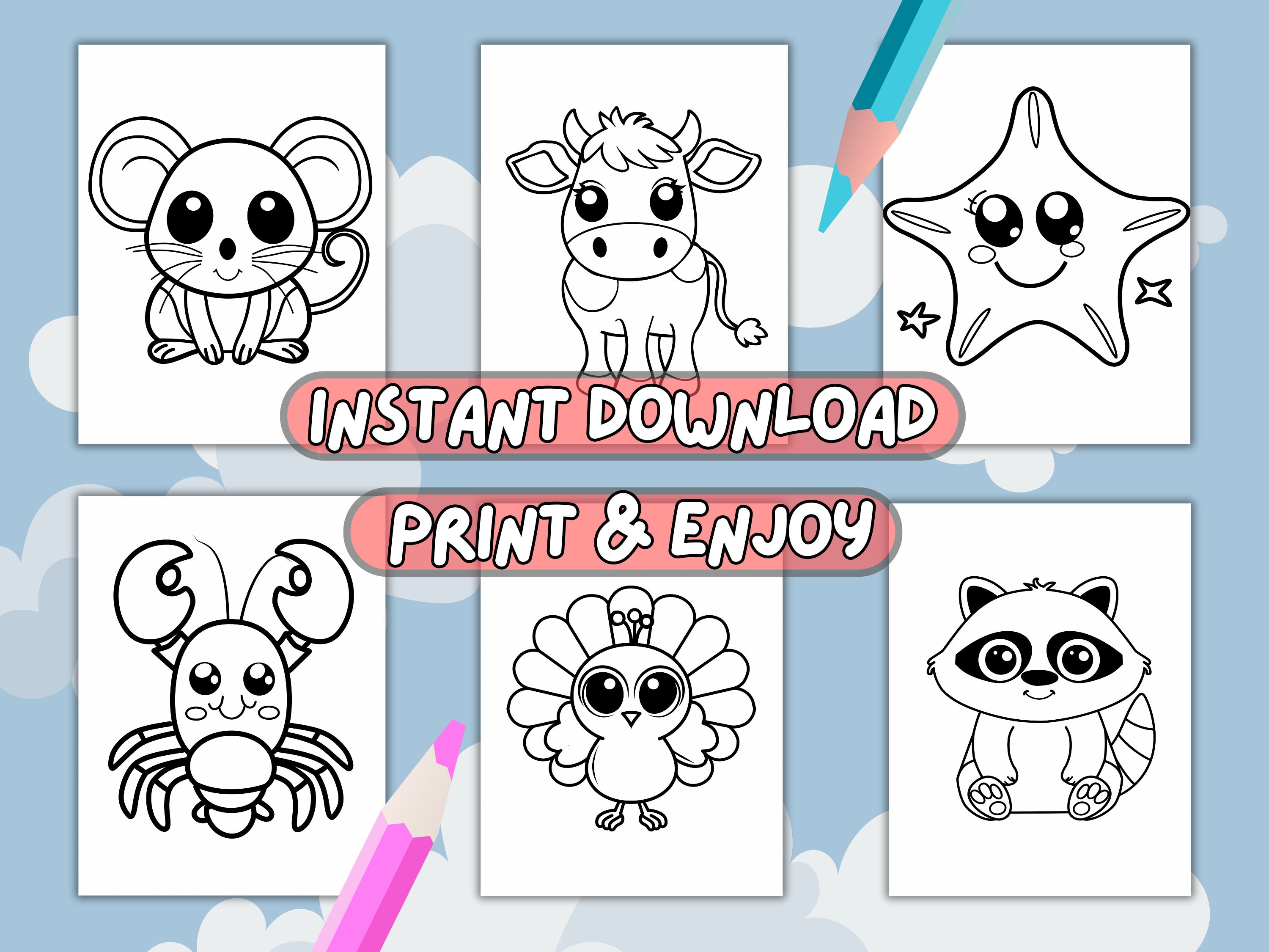 52 Simple Animal Coloring Pages for Kids, Preschool Coloring Pages ...