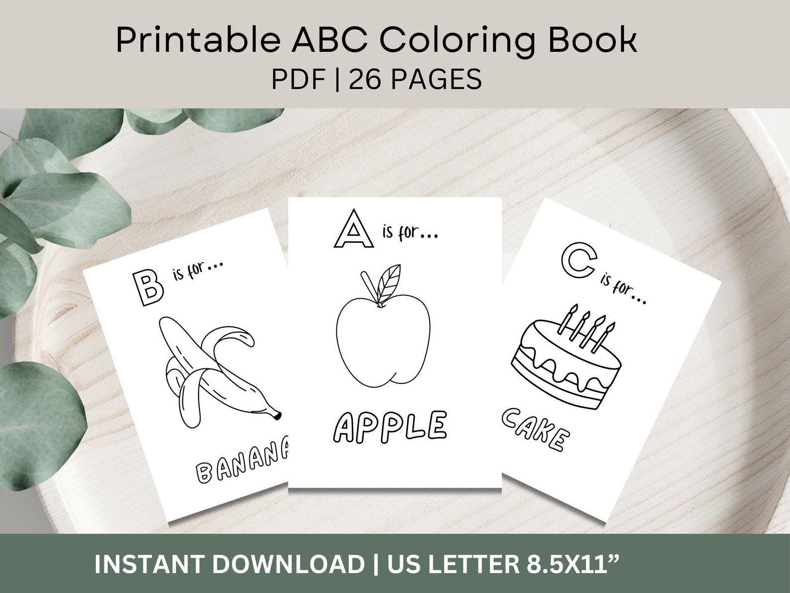 Printable ABC Coloring Book, ABC Coloring Pages, Educational Alphabet ...