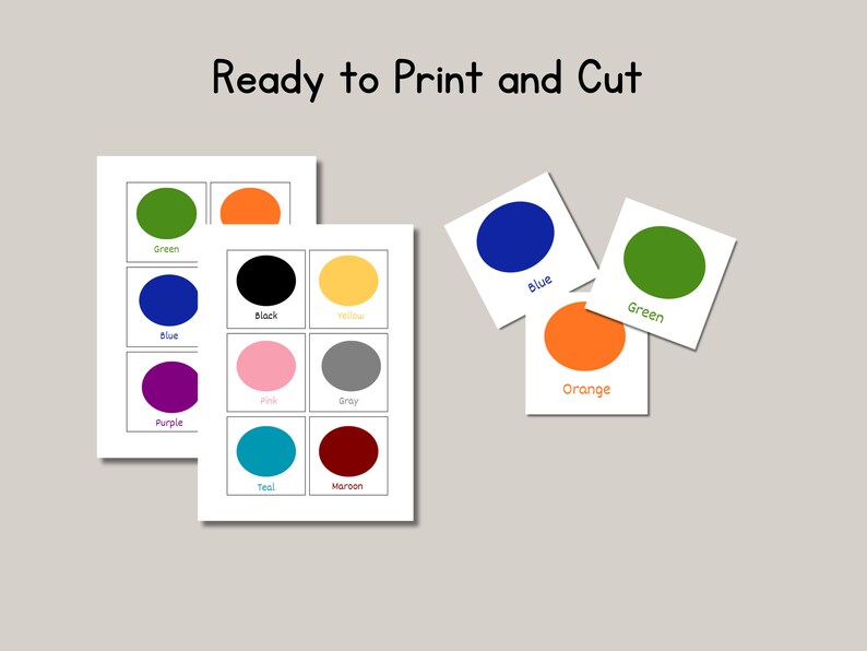 12 Color Cards, Educational Color Learning Cards for Kids, Toddler ...