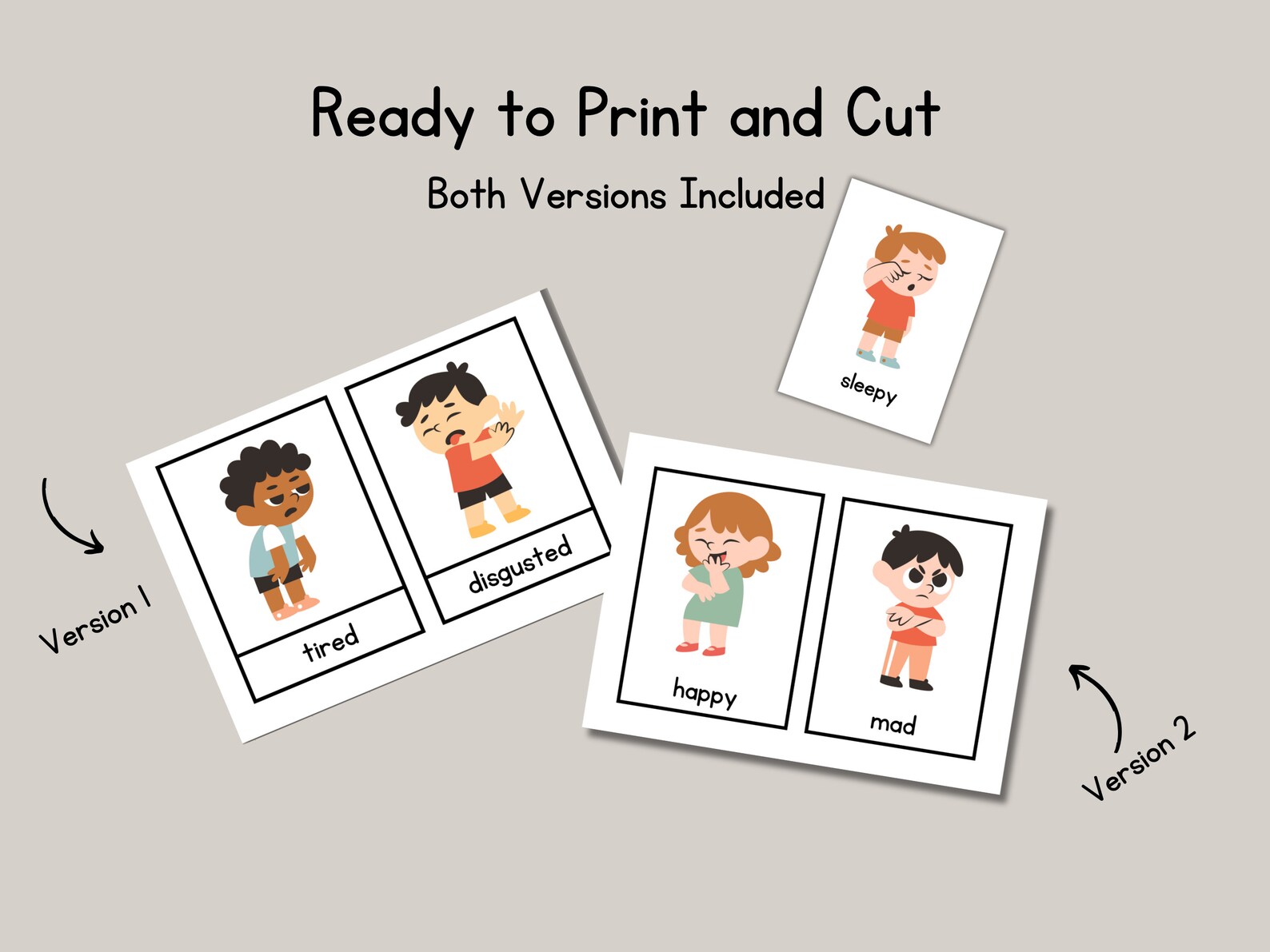 10 Printable Emotion Flashcards, Feelings Flash Cards, Emotional ...