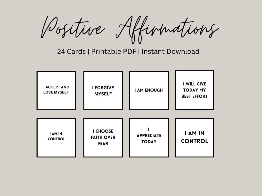 24 Positive Affirmation Cards, Positivity Cards, Self Love Affirmations ...