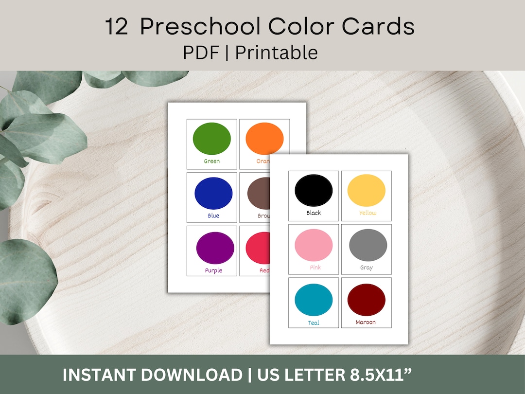 12 Color Cards, Educational Color Learning Cards for Kids, Toddler ...