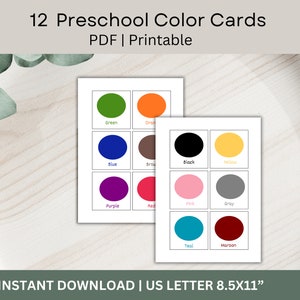12 Color Cards, Educational Color Learning Cards for Kids, Toddler ...