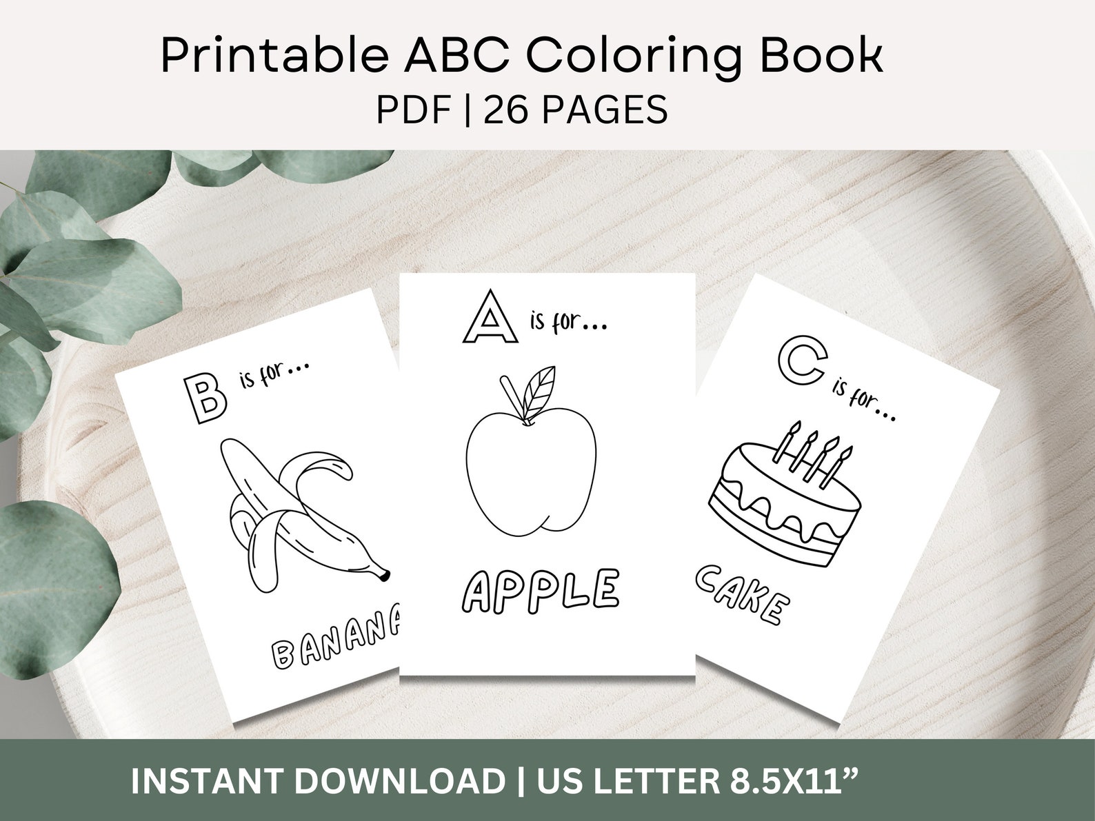 Printable ABC Coloring Book, ABC Coloring Pages, Educational Alphabet ...