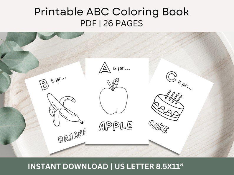 Printable ABC Coloring Book, ABC Coloring Pages, Educational Alphabet ...