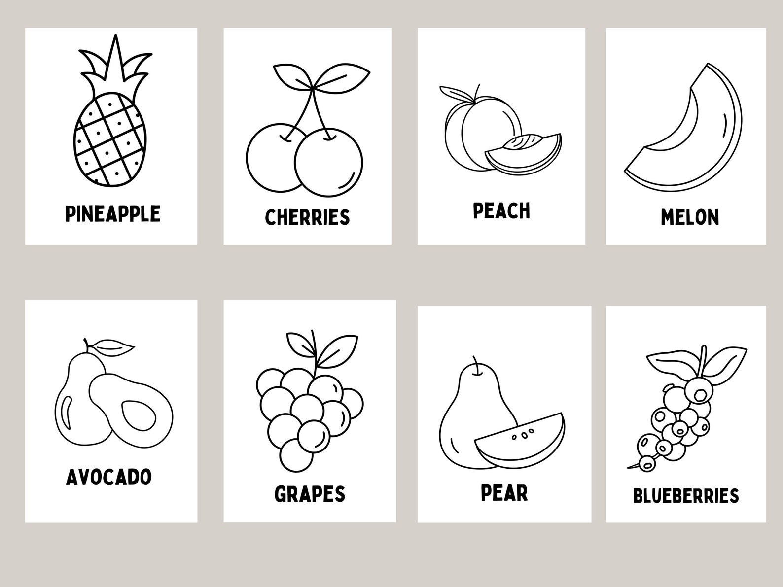 Printable Fruit Coloring Book, Kids Activity Book, Digital Download ...