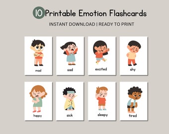 Feelings Flash Cards - Etsy