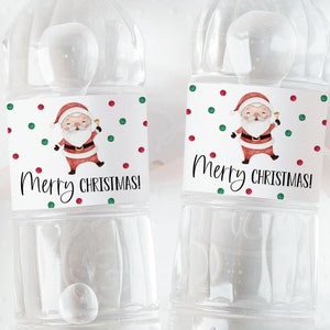 Merry Christmas Water Bottle Label, Printable Merry Christmas Favor ...