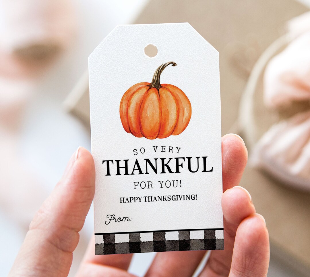 So Very Thankful for You Happy Thanksgiving Tag, Printable Fall Favor ...
