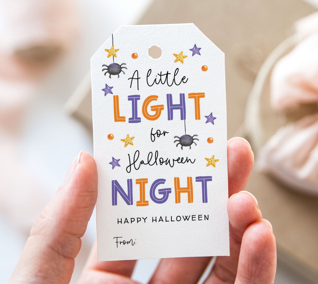 A Little Light for Halloween Night Tag, Printable Happy Halloween Favor ...
