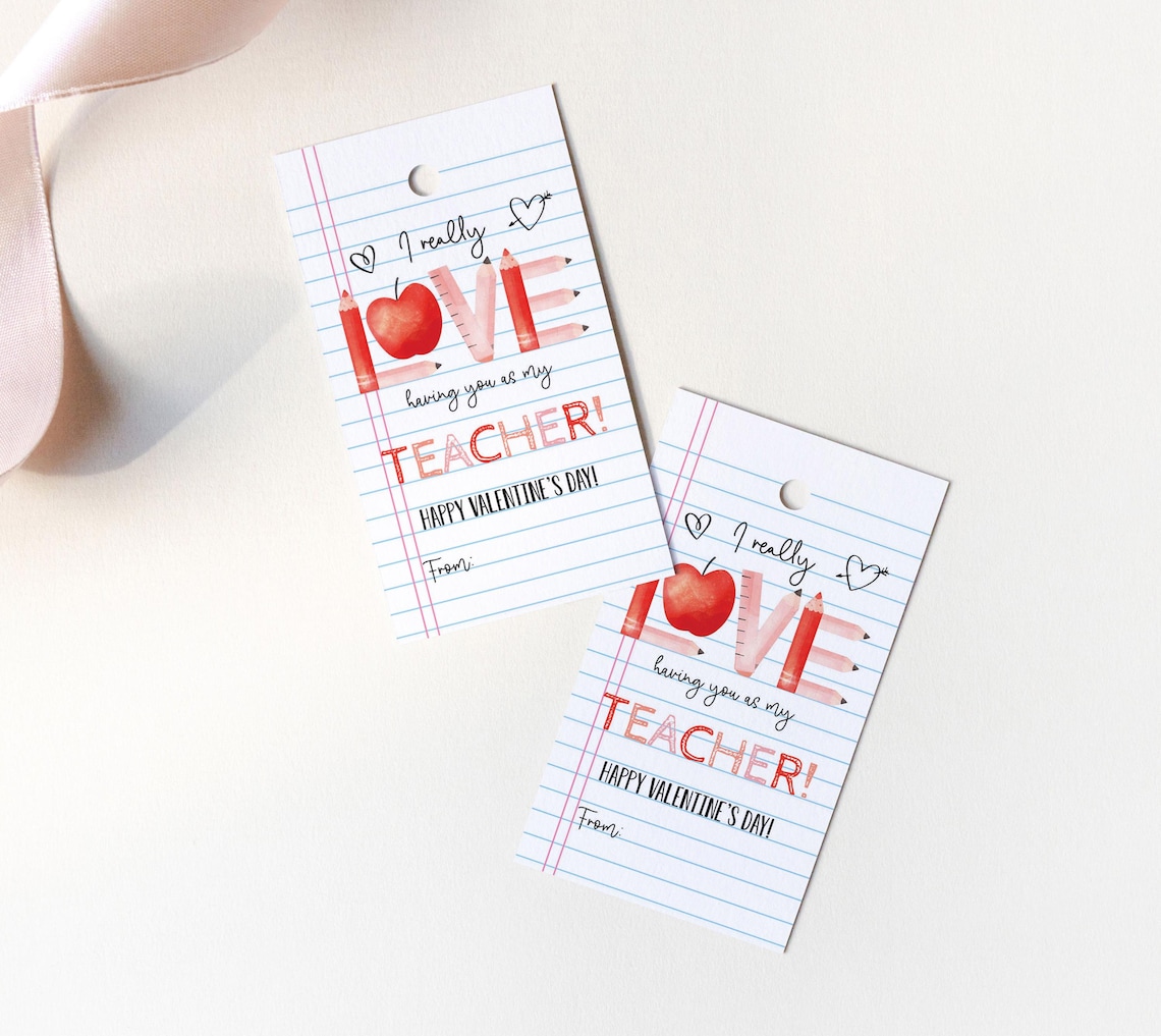 I Really Love Having You as My Teacher Tag, Printable Happy Valentine's ...