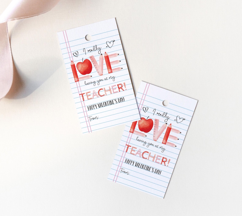I Really Love Having You as My Teacher Tag, Printable Happy Valentine's ...