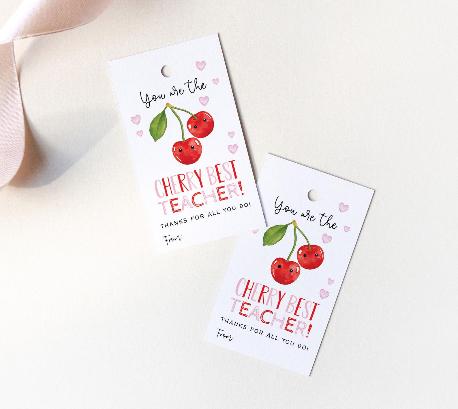 You Are the Cherry Best Teacher Tag, Printable End of School Year Favor ...