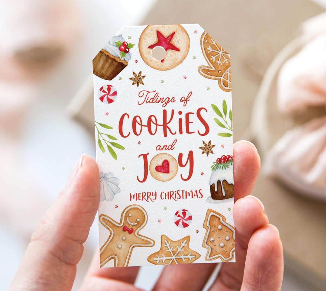 Tidings of Cookies and Joy Tag, Printable Merry Christmas Favor Tags ...