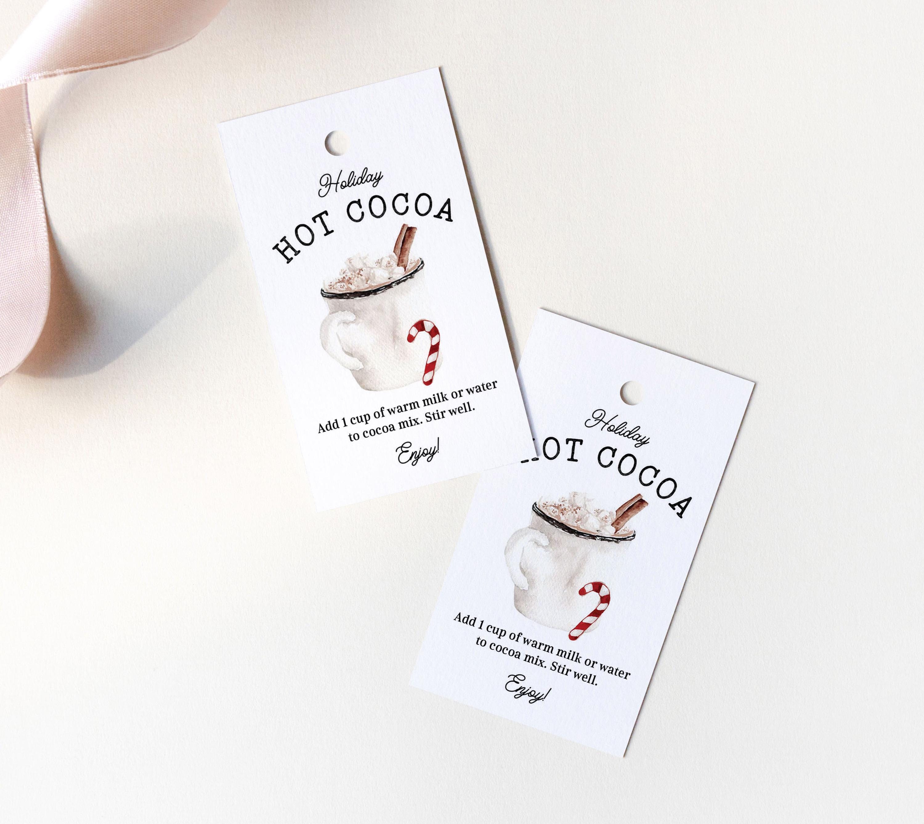 Holiday Hot Cocoa Tag, Hot Chocolate Mix Instructions, Printable Merry ...
