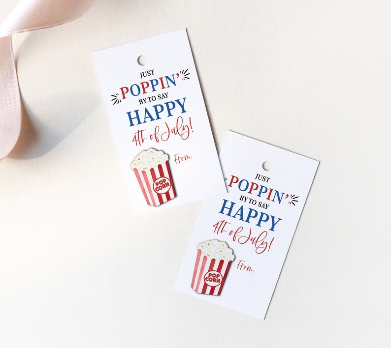 Just Poppin' by to Say Happy 4th of July Tag, Printable 4th of July ...