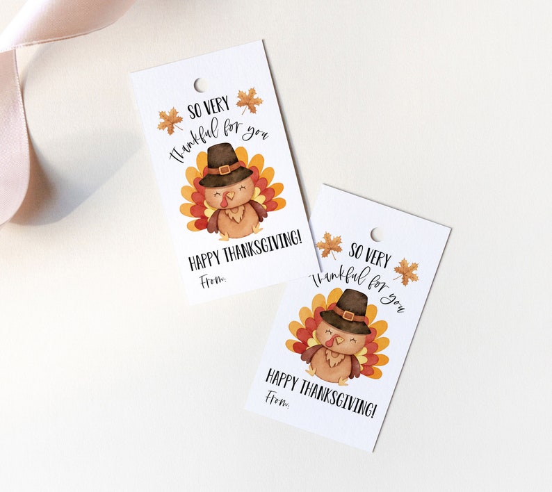 So Very Thankful for You Happy Thanksgiving Tag, Printable Fall Favor ...
