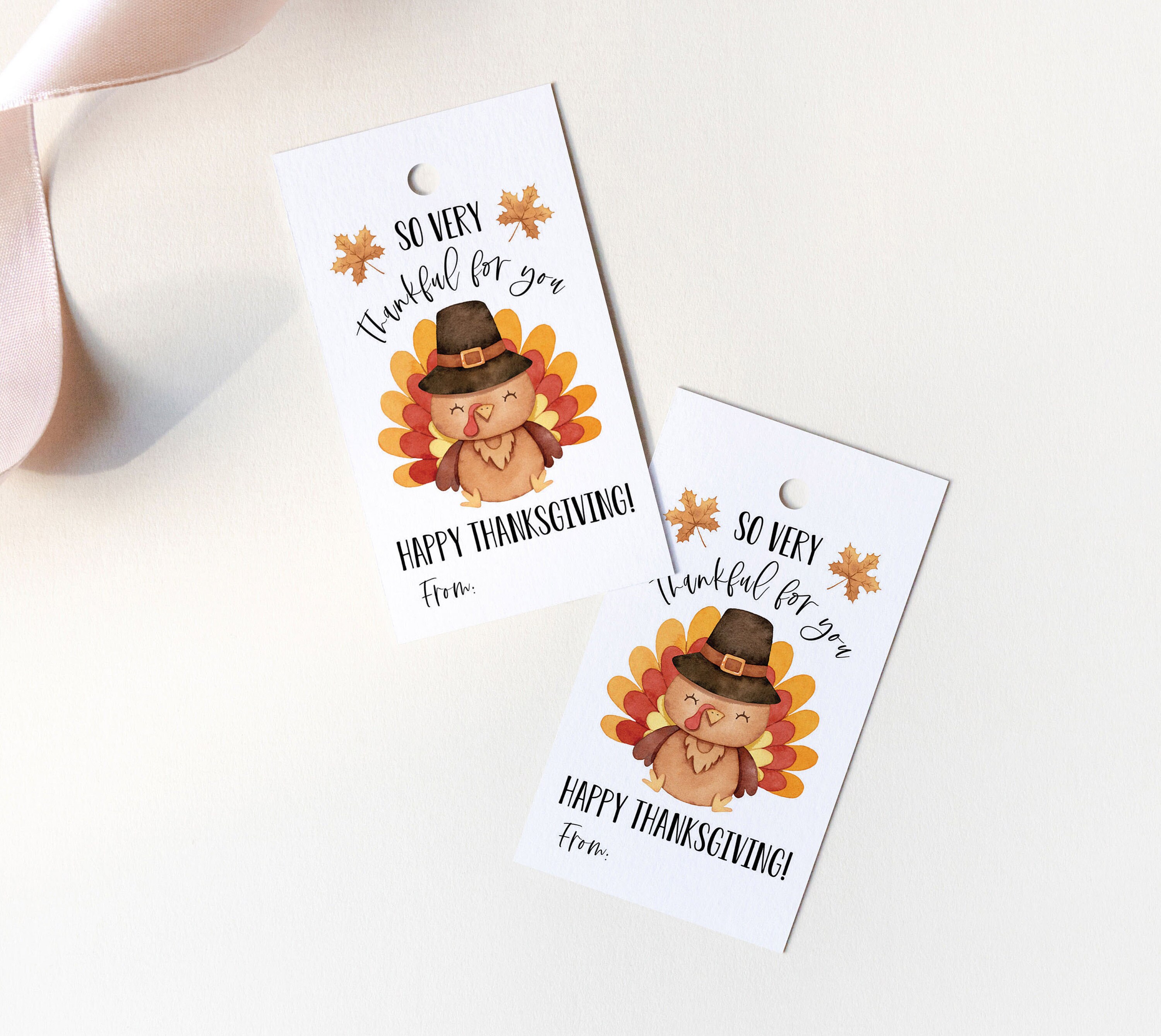 So Very Thankful for You Happy Thanksgiving Tag, Printable Fall Favor ...