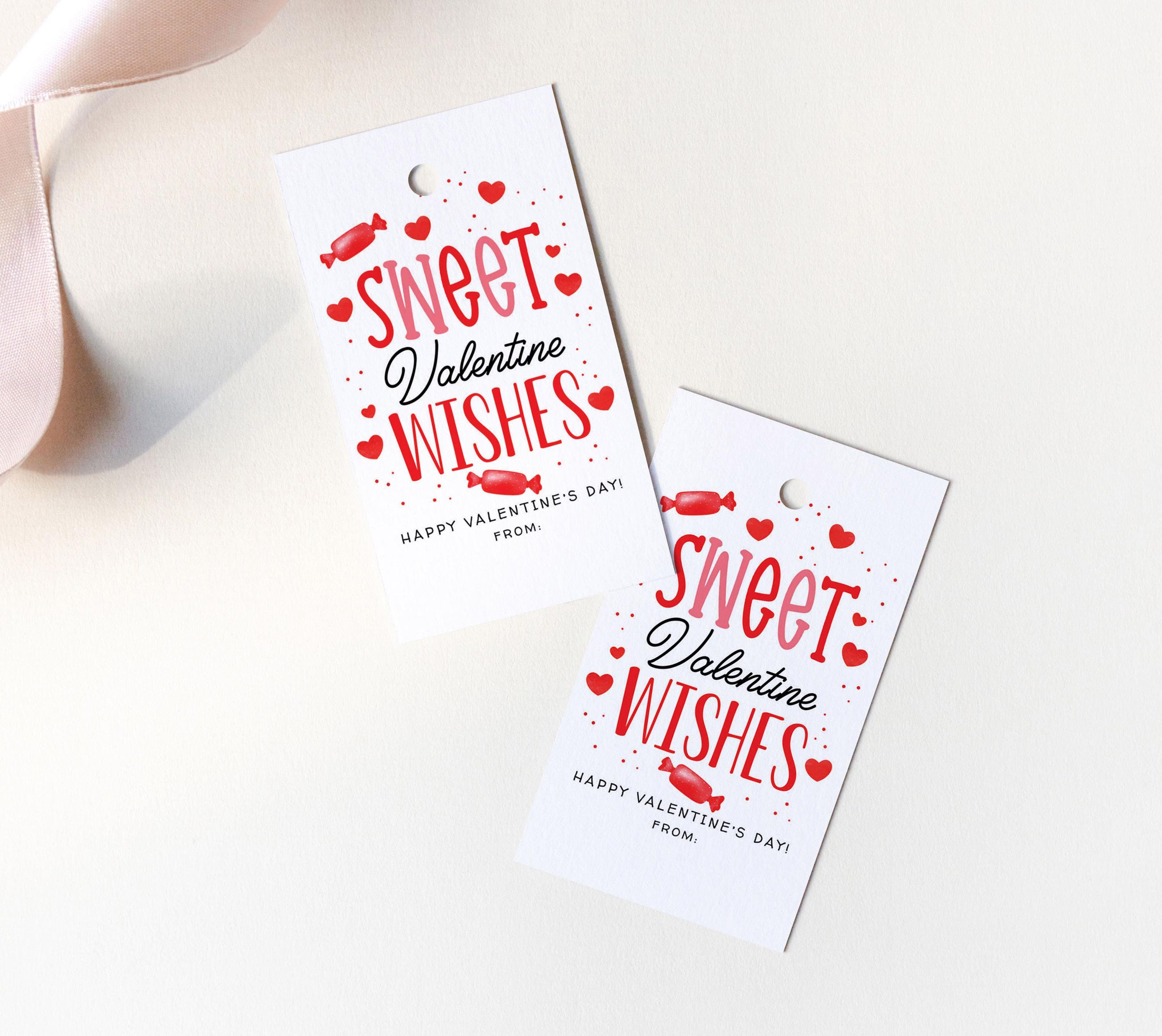 Sweet Valentine Wishes Tag, Printable Happy Valentine's Day Favor Tags ...