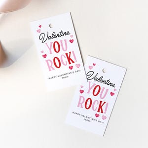 Valentine You Rock Tag, Printable Happy Valentine's Day Favor Tags ...
